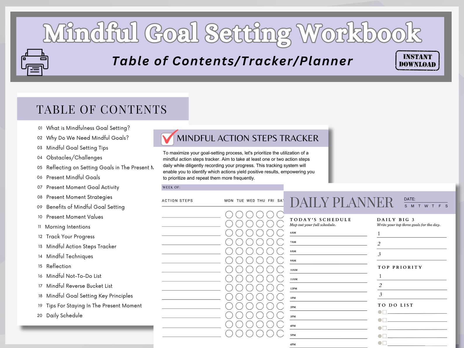 Mindful Goal Setting Workbook Printable Goal Planner Bonus Mind Map - Etsy
