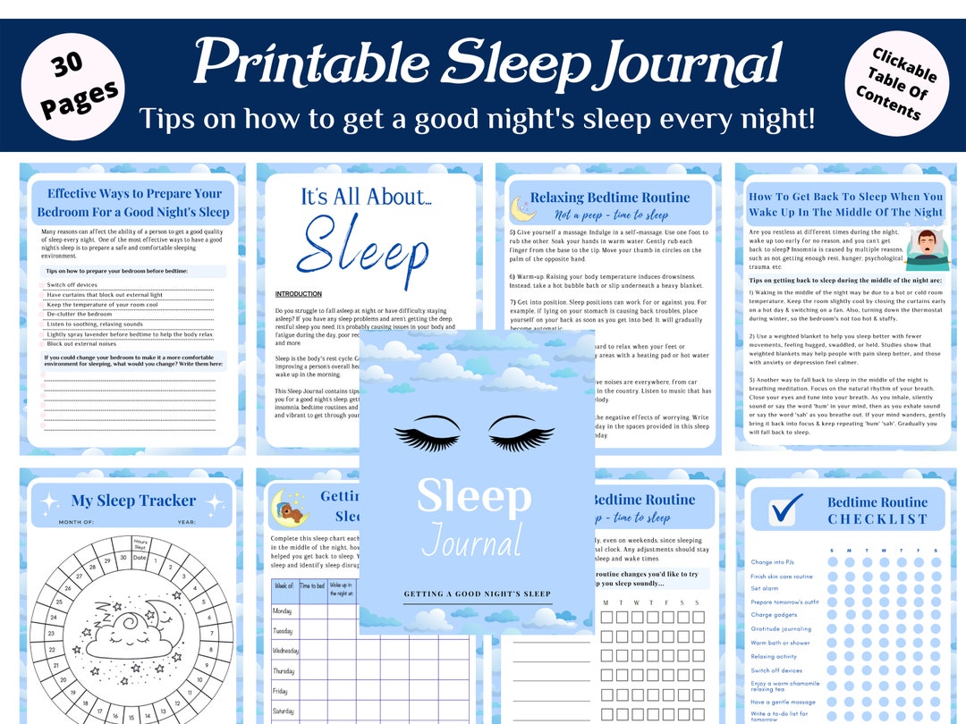 Sleep Journal Printable | Tips for A Good Night's Sleep | Bedtime ...
