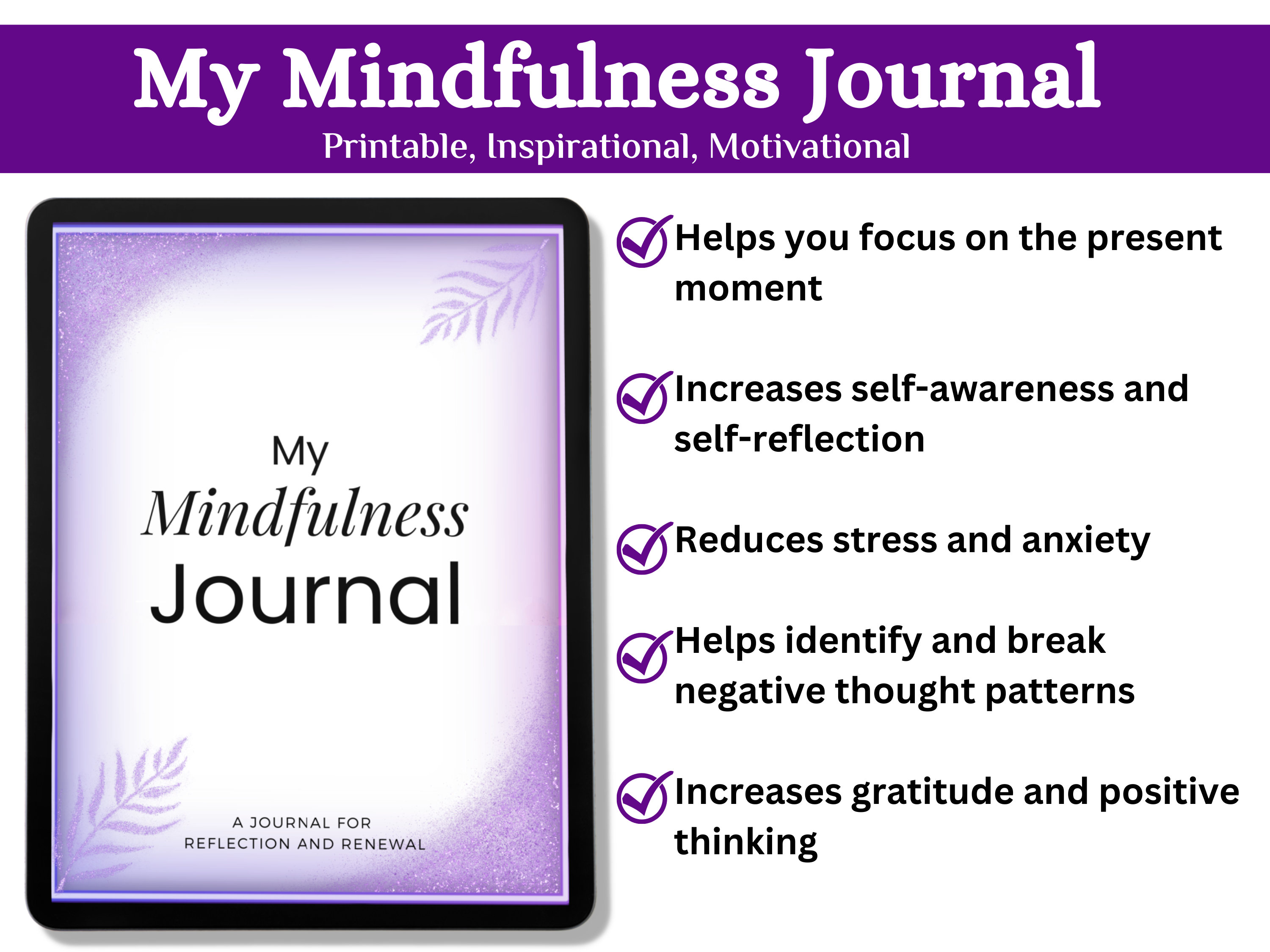 Mindfulness Journal Printable A Journal for Reflection and Renewal - Etsy