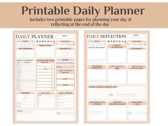 Daily Planner Printable Daily Reflection Instant Download | Etsy