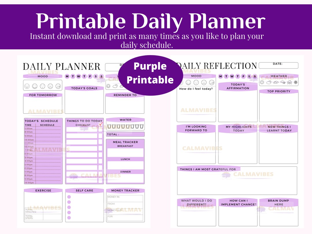 Daily Planner Printable | Daily Reflection | Instant Download | - Etsy