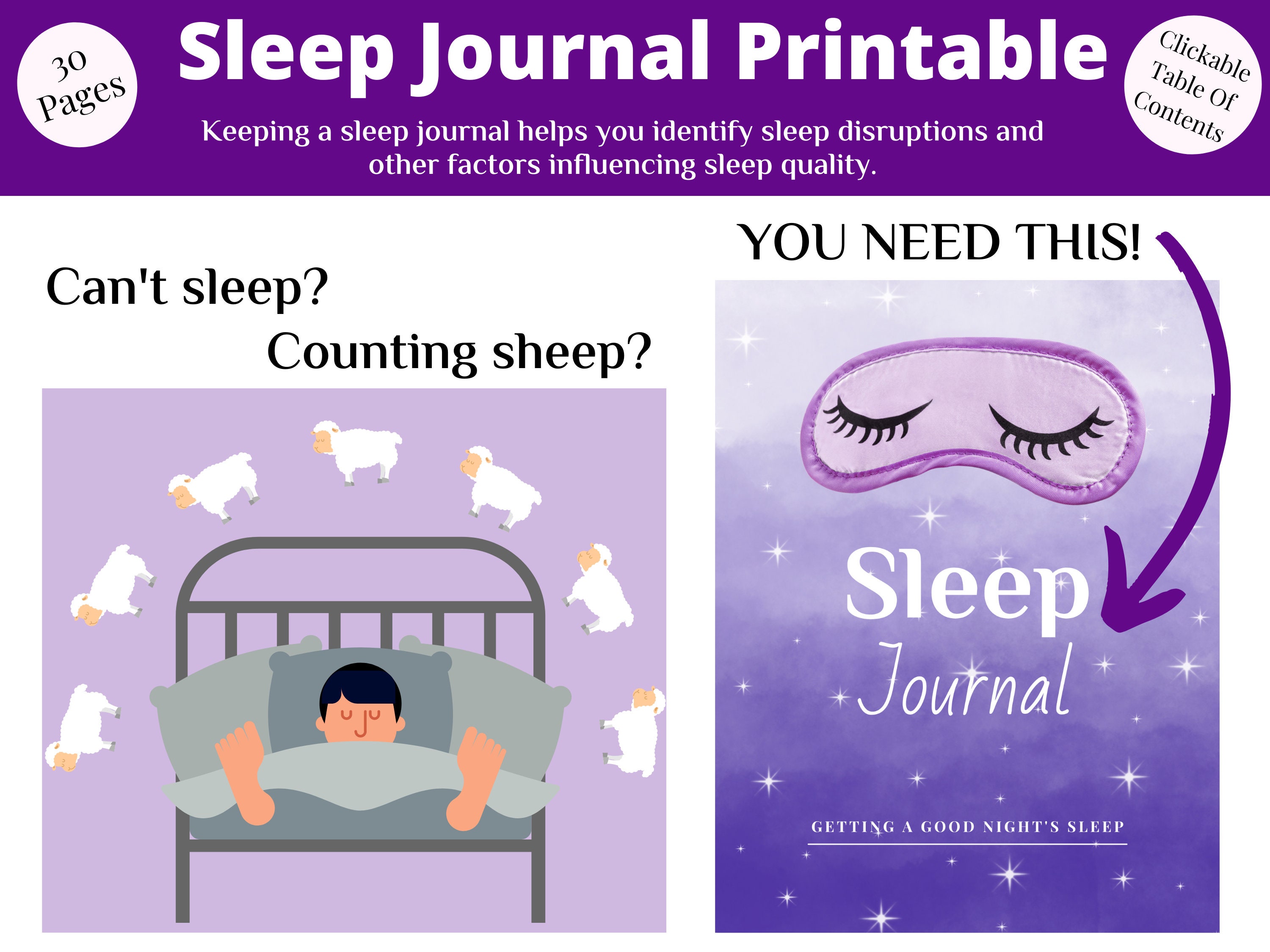 Sleep Journal Printable | Tips for A Good Night's Sleep | Bedtime ...