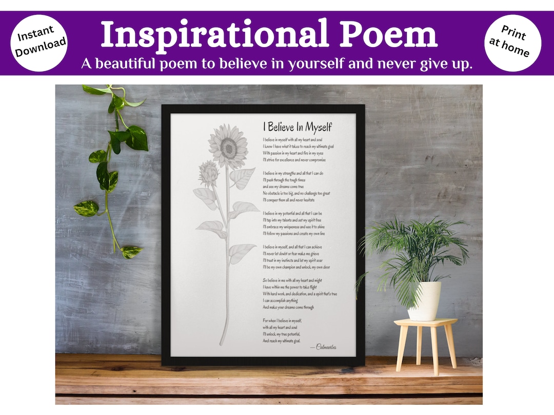 I Believe in Myself Motivational Poem | Printable Self Care ...