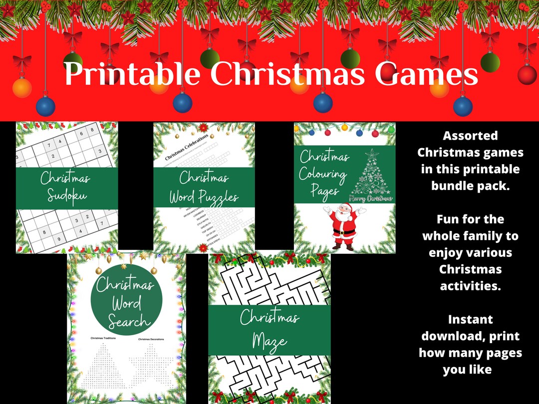 Christmas Games Bundle Printable - Sudoku - Word Search - Maze Puzzle ...