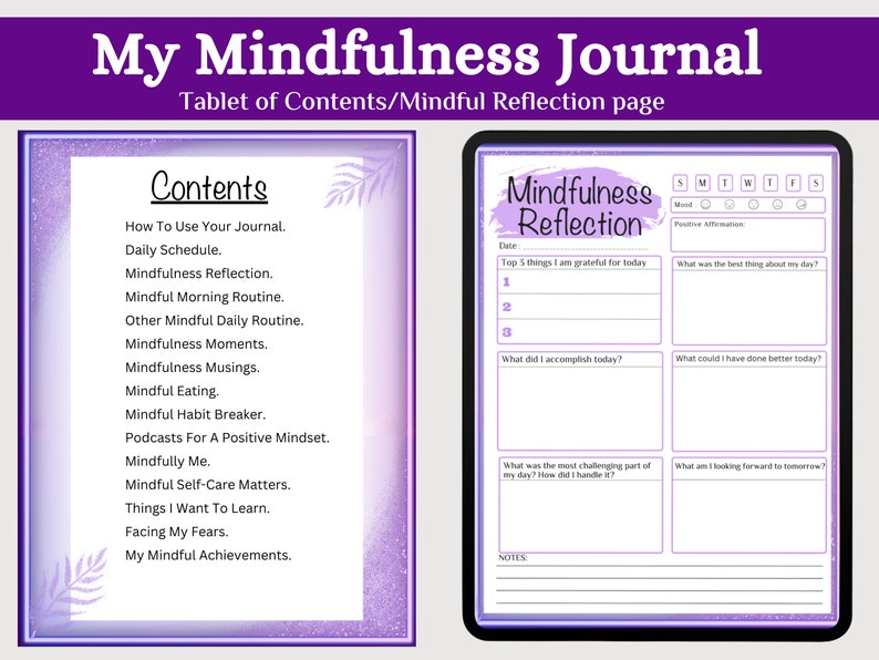 Mindfulness Journal Printable | A Journal for Reflection and Renewal - Etsy