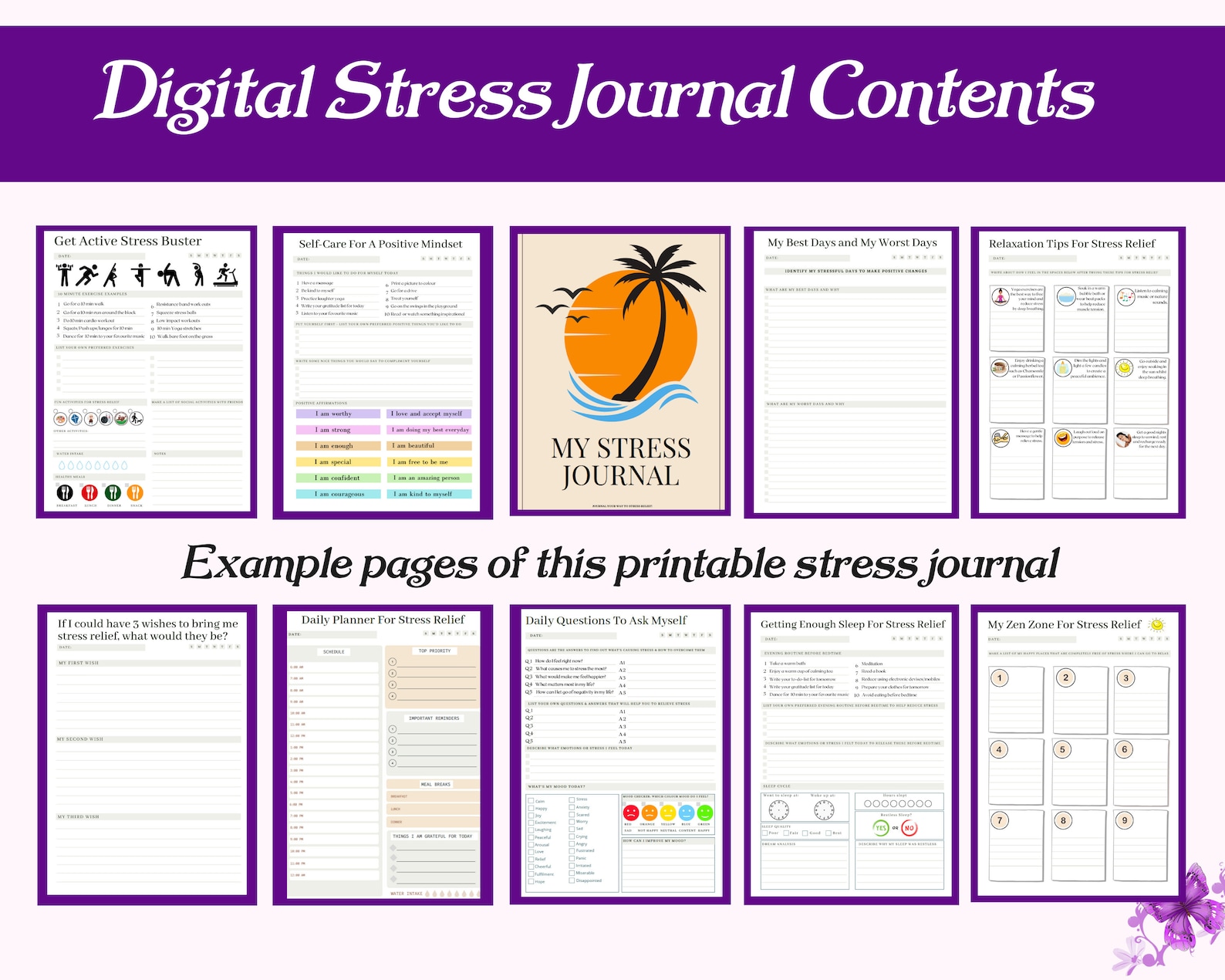 Digital Stress Journal - Stress Management - Stress Relief - Mood ...