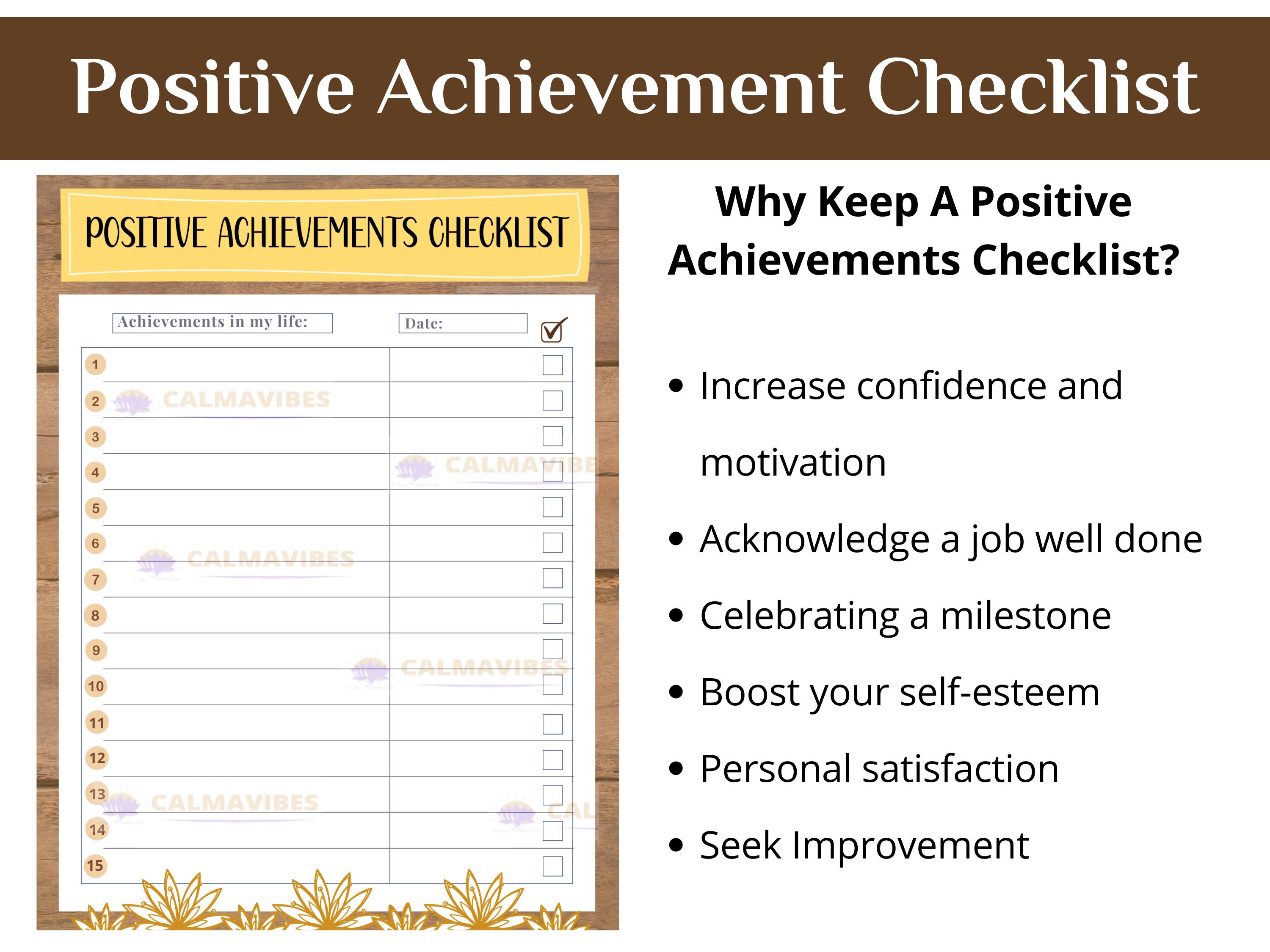 Positive Self-care Checklist Positive Achievements Checklist Positive ...