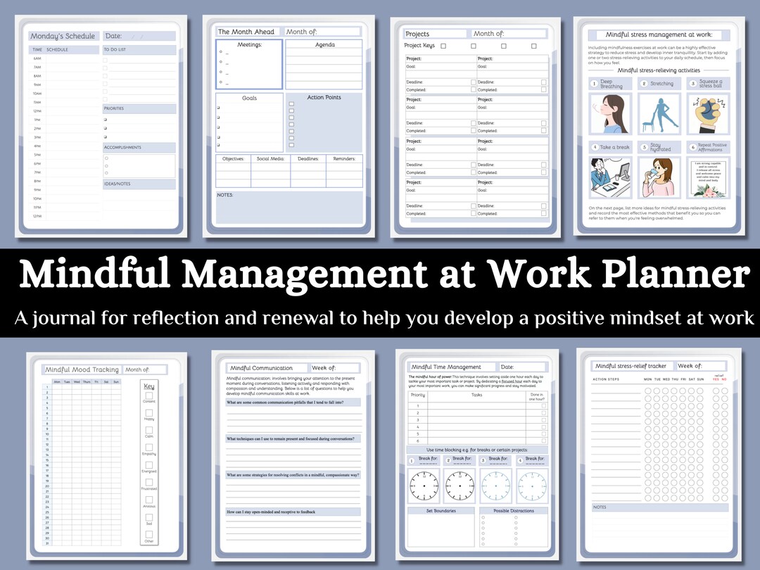 Mindful Management Planner for Work Printable | Increase Productivity ...