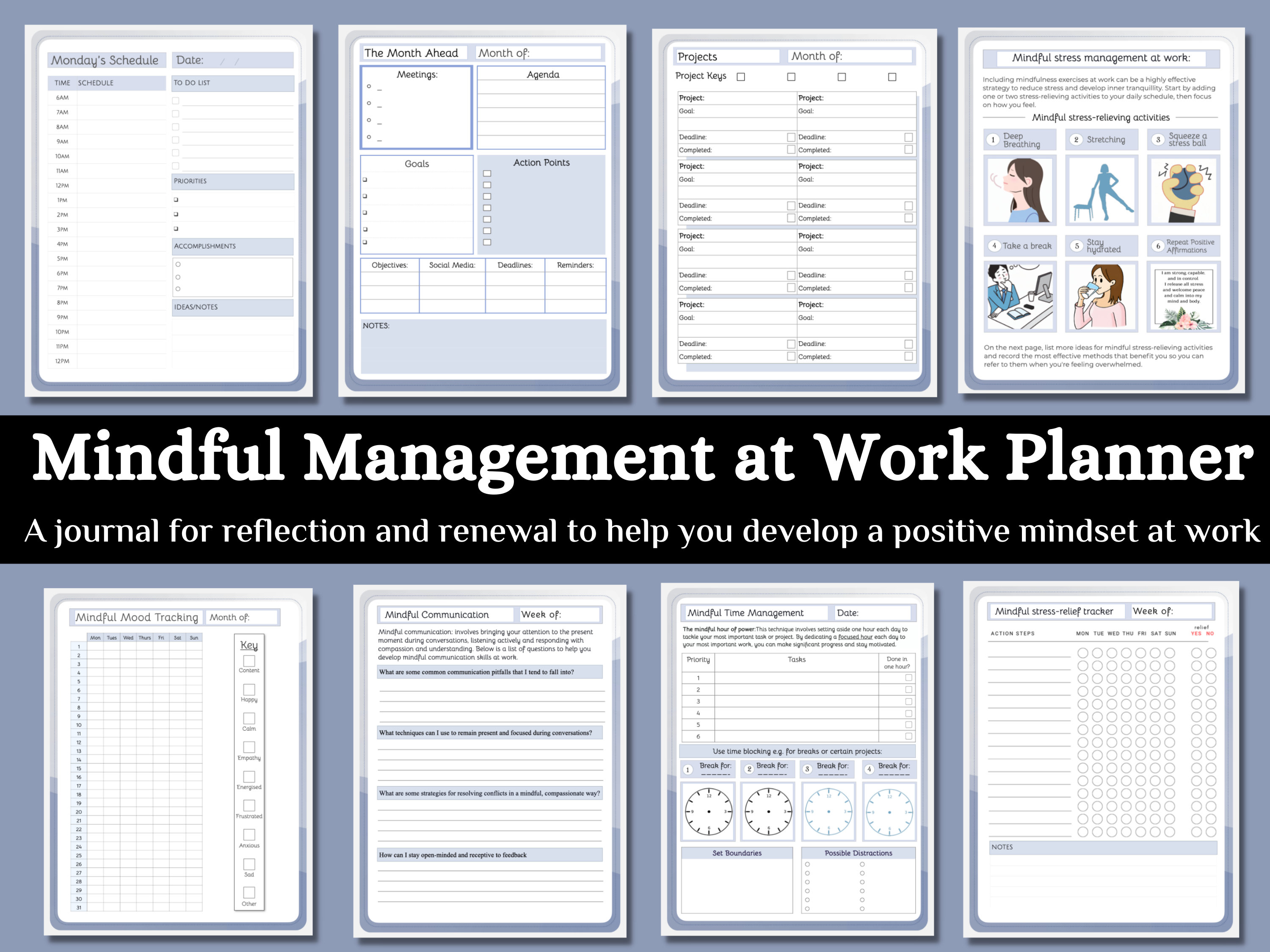 Mindful Management Planner for Work Printable Increase Productivity ...