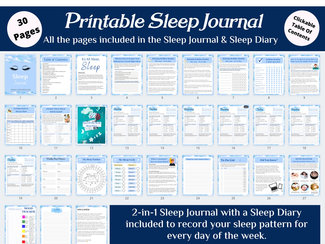 Sleep Journal Printable | Tips for A Good Night's Sleep | Bedtime ...