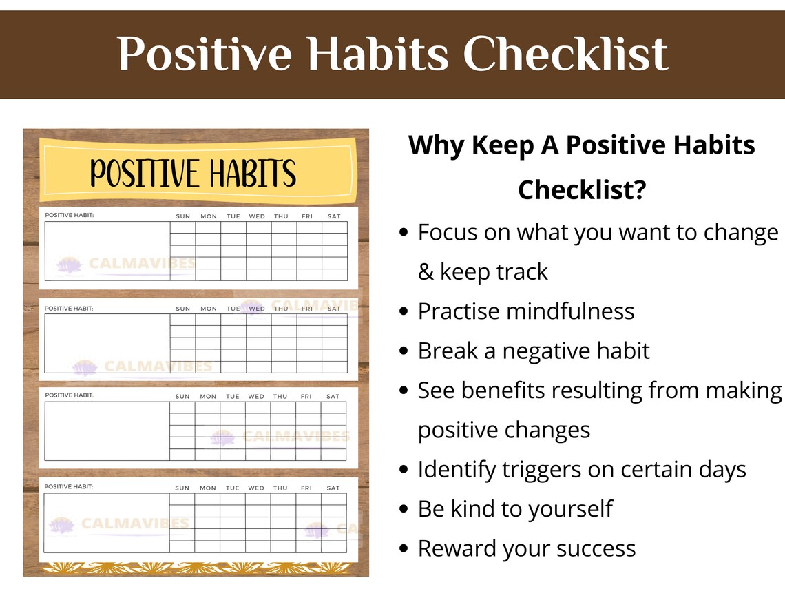 Positive Self-care Checklist Positive Achievements Checklist Positive ...