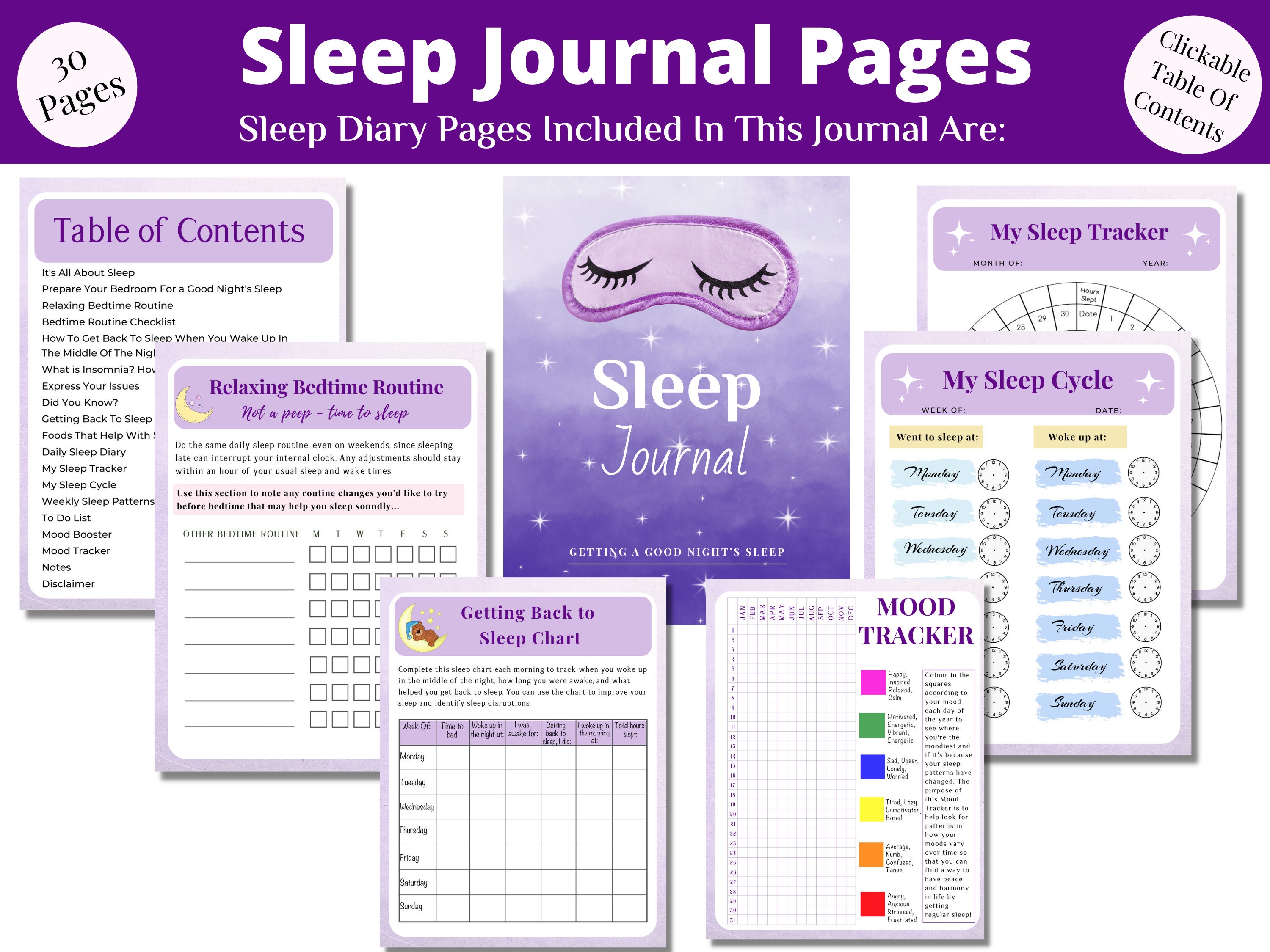 Sleep Journal Printable | Tips for A Good Night's Sleep | Bedtime ...