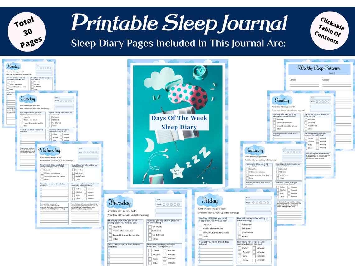 Sleep Journal Printable Tips for A Good Night's Sleep | Etsy