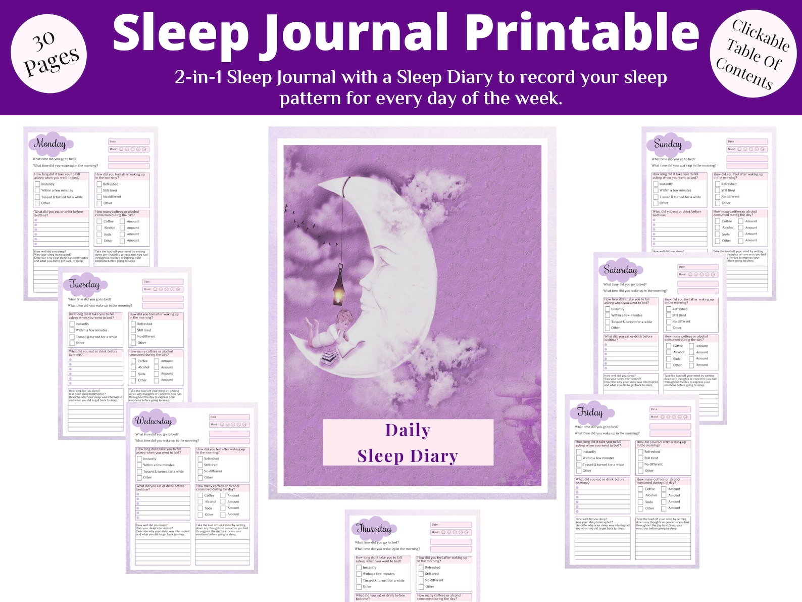 Sleep Journal Printable | Tips for A Good Night's Sleep | Bedtime ...
