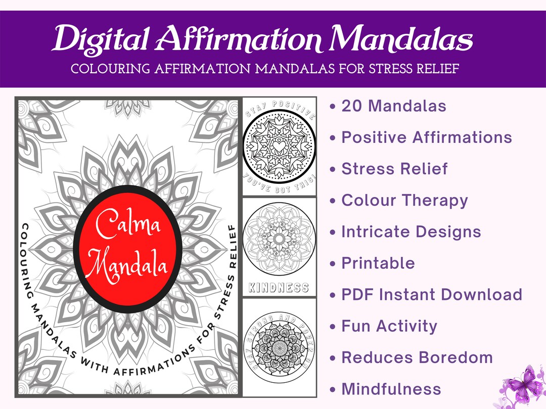 Mandalas Colouring With Affirmations | Stress Relief | Digital Download ...