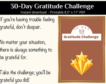 30 DAY GRATITUDE Challenge Journal. English Gratitude Planner ...