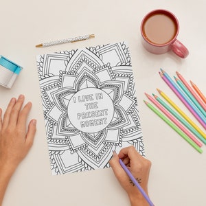 Printable Positive Affirmations Adult Coloring Pages for Stress Relief ...