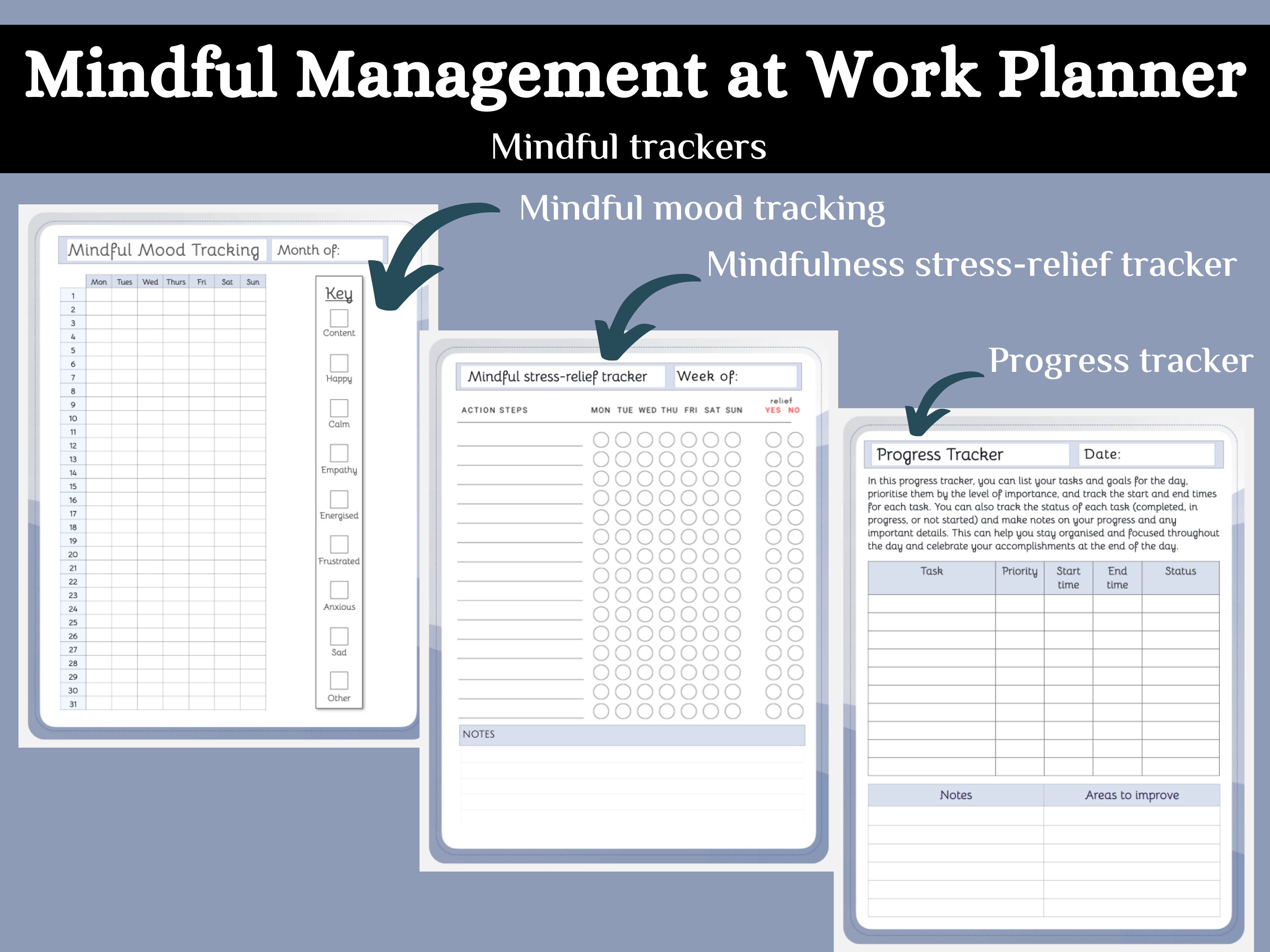 Mindful Management Planner for Work Printable Increase Productivity ...