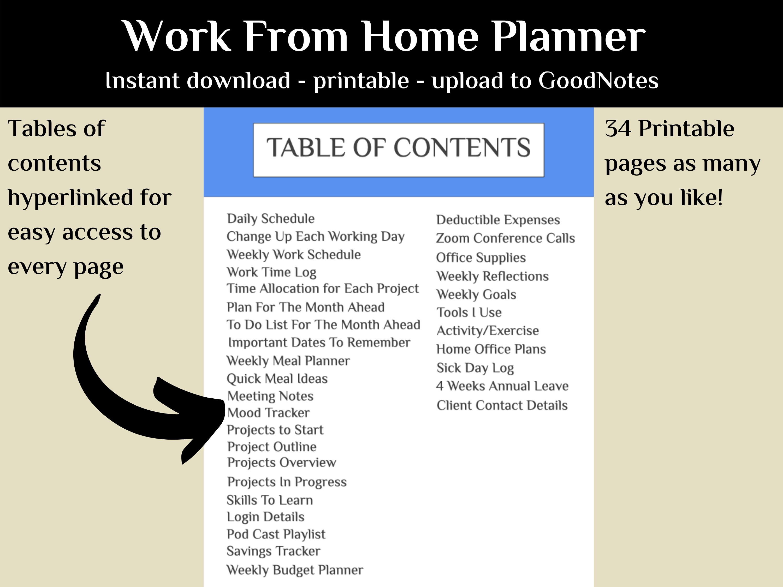 Work From Home Planner Printable Work From Home Productivity Ebook ...