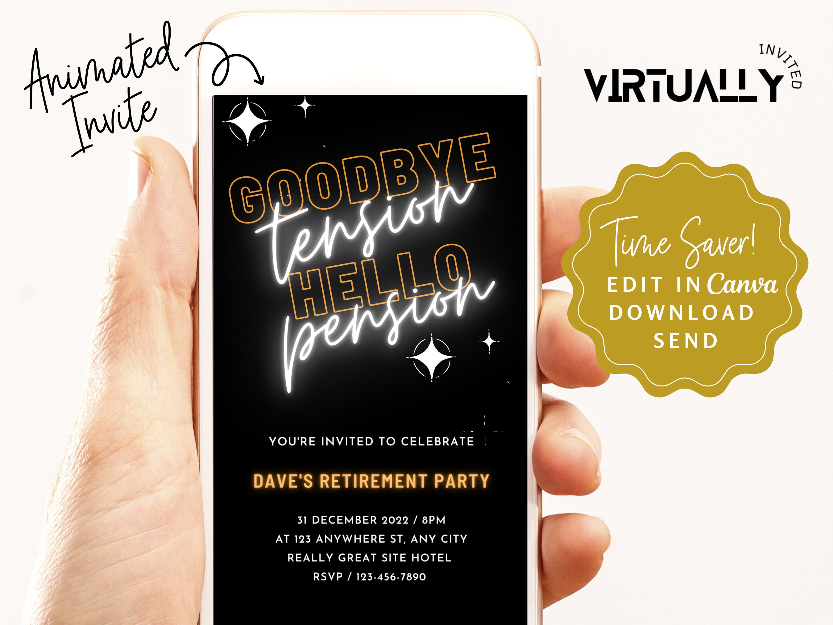 Digital Retirement Invitation for Men, Officially Retired Electronic ...