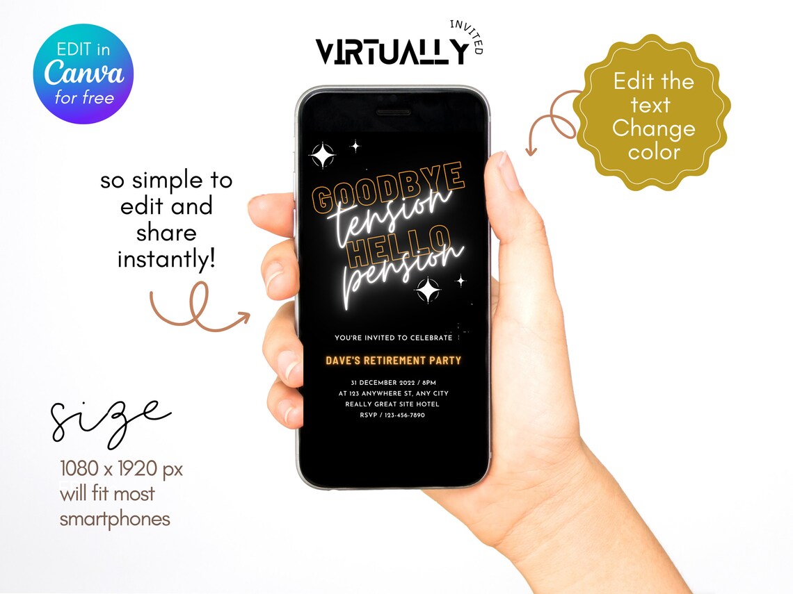 Digital Retirement Invitation for Men, Officially Retired Electronic ...