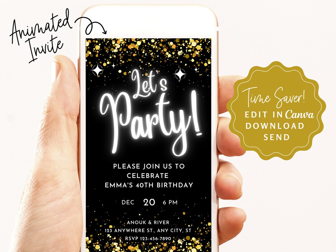 Lets Party E-invite, Electronic Invitation Template, Text Message ...