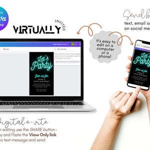 Editable Birthday Party Digital Invitation, Text Message Invitation ...