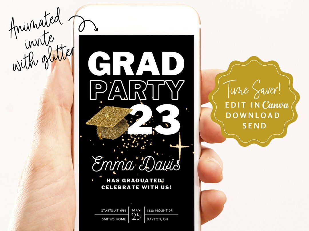 Electronic Grad Party Invitation, Graduation Party Digital Invite CANVA ...
