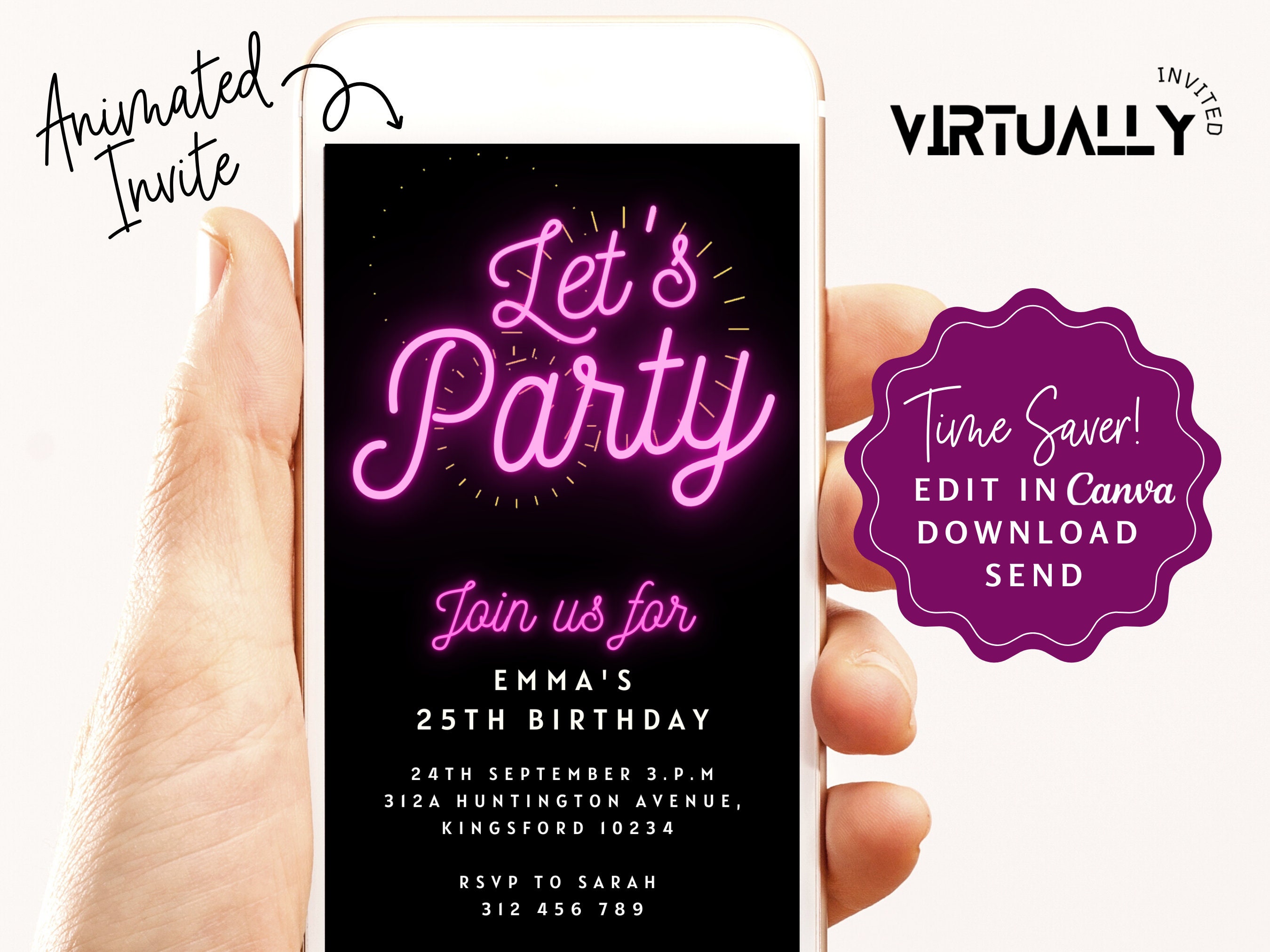 Editable Birthday Party Digital Invitation, Text Message Invitation ...