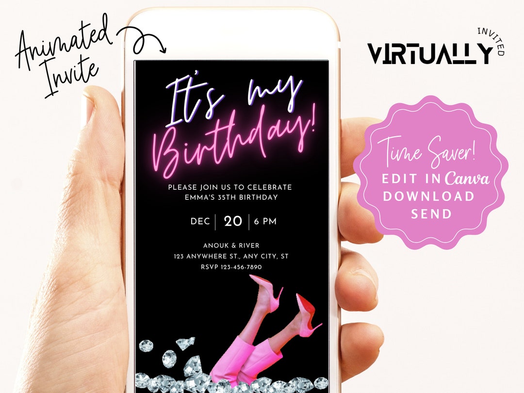 Electronic Birthday Invitation for Women CANVA Dinner Party Mobile ...