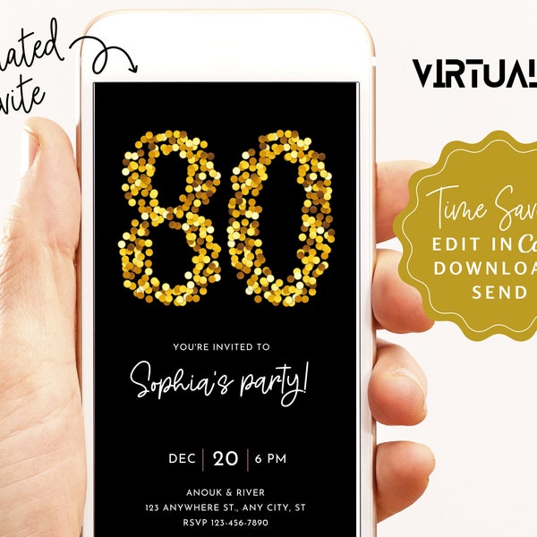 80th Electronic Invitations Etsy