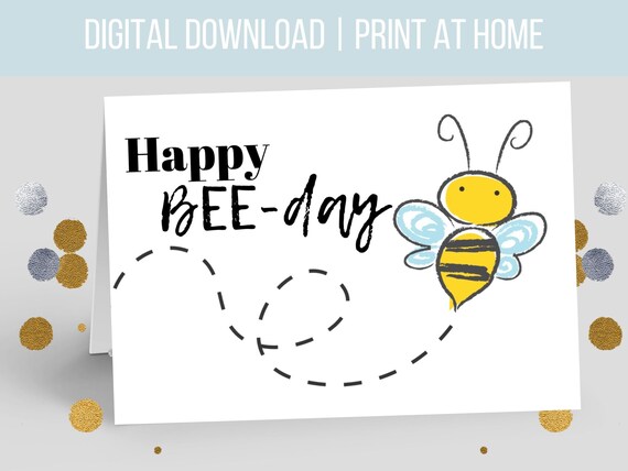 Printable Card: Happy Bee-day Happy Birthday Card 5x7 - Etsy