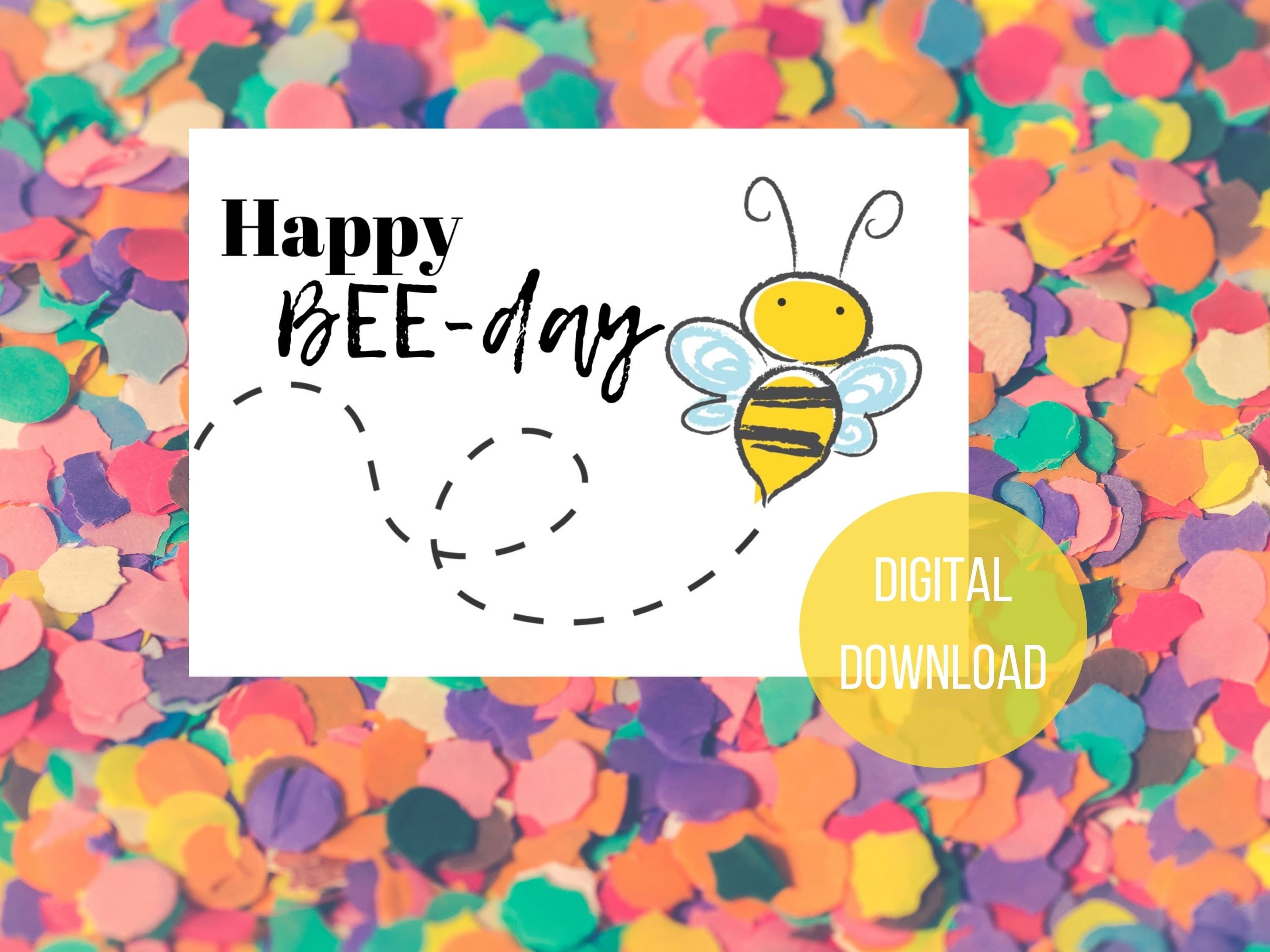 Printable Card: Happy Bee-day | Happy Birthday Card | 5x7 - Etsy