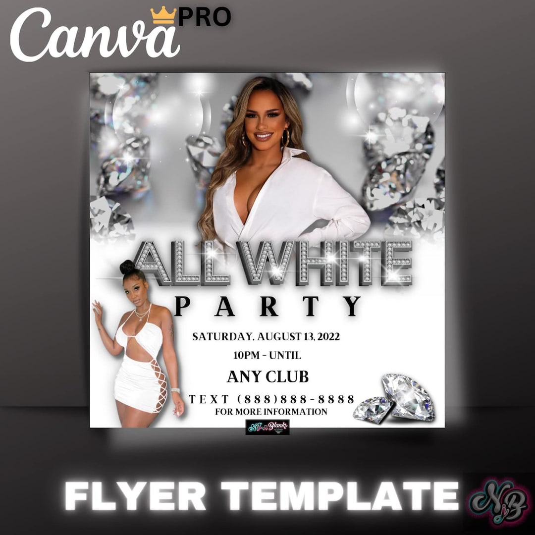All White Party Flyer Template | Party Flyer Template| Canva Pro ...