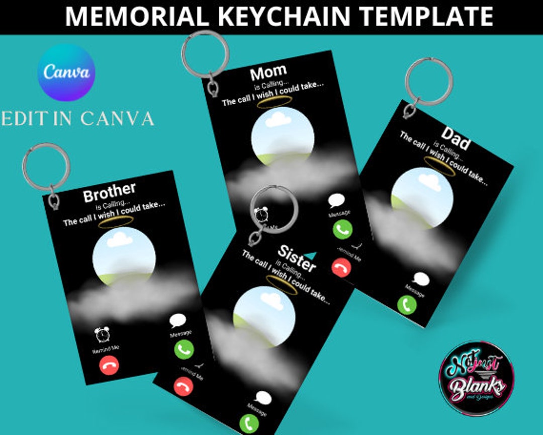 Memorial Keychain Template | Canva Template - Etsy
