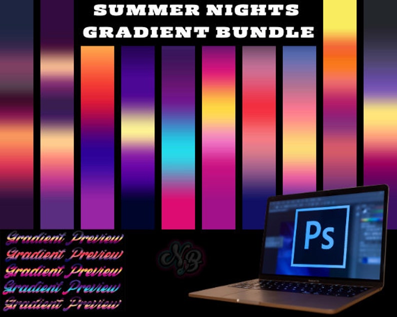 Summer Nights Gradient Bundle | Photoshop Gradient - Etsy