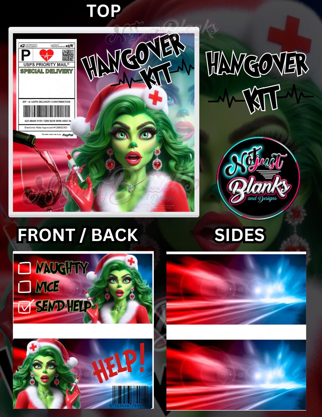 Grinchmas Eve Box Label, Printable Digital Print, Hangover Kit Box ...