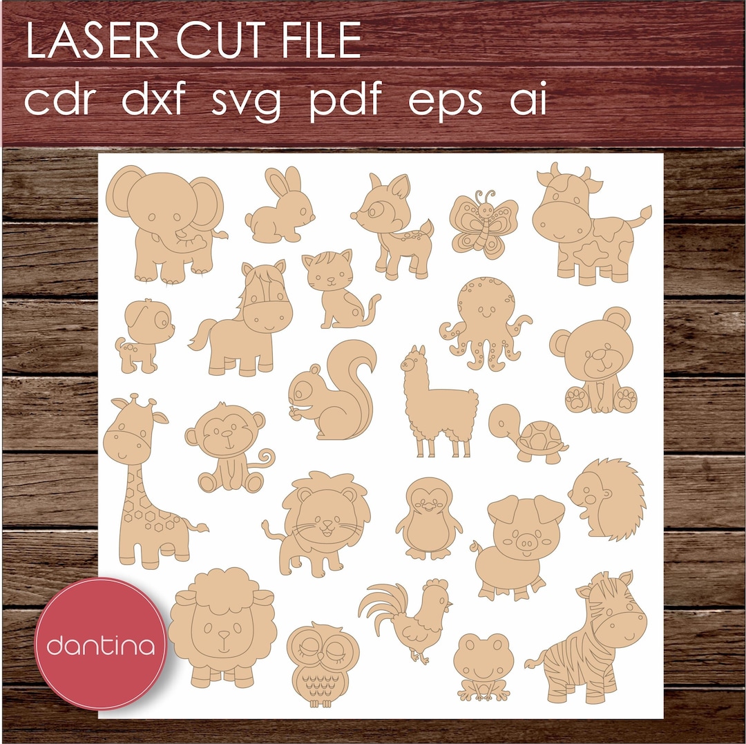 Buy Animals Safari Farm Laser Cut File Vector / Dxf Cdr Svg Ai Pdf ...