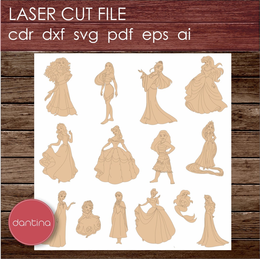 Princesses Laser Cut File Vector / Score & Cut / Dxf Cdr Svg Ai Pdf ...