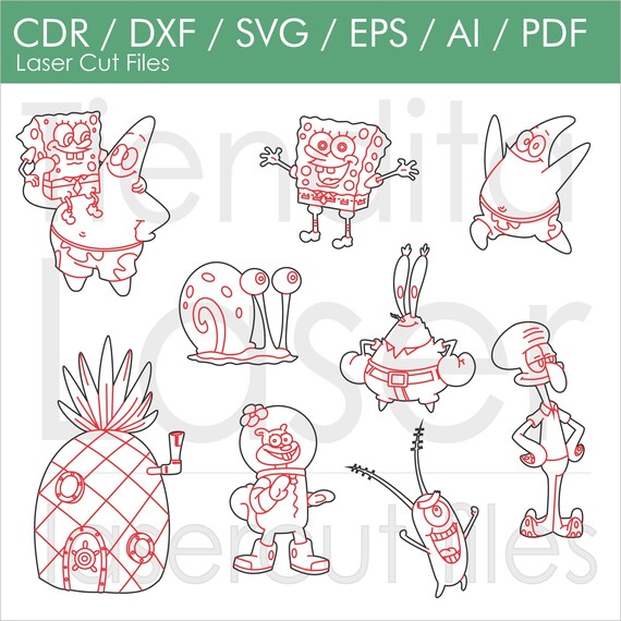 Spongebob Laser Cut File Vector Dxf Cdr Svg Ai Pdf Instant | Etsy Canada