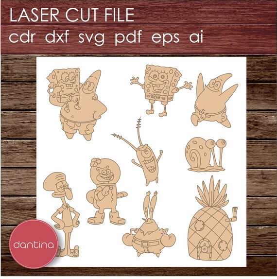 Spongebob Laser Cut File Vector Dxf Cdr Svg Ai Pdf Instant - Etsy Finland