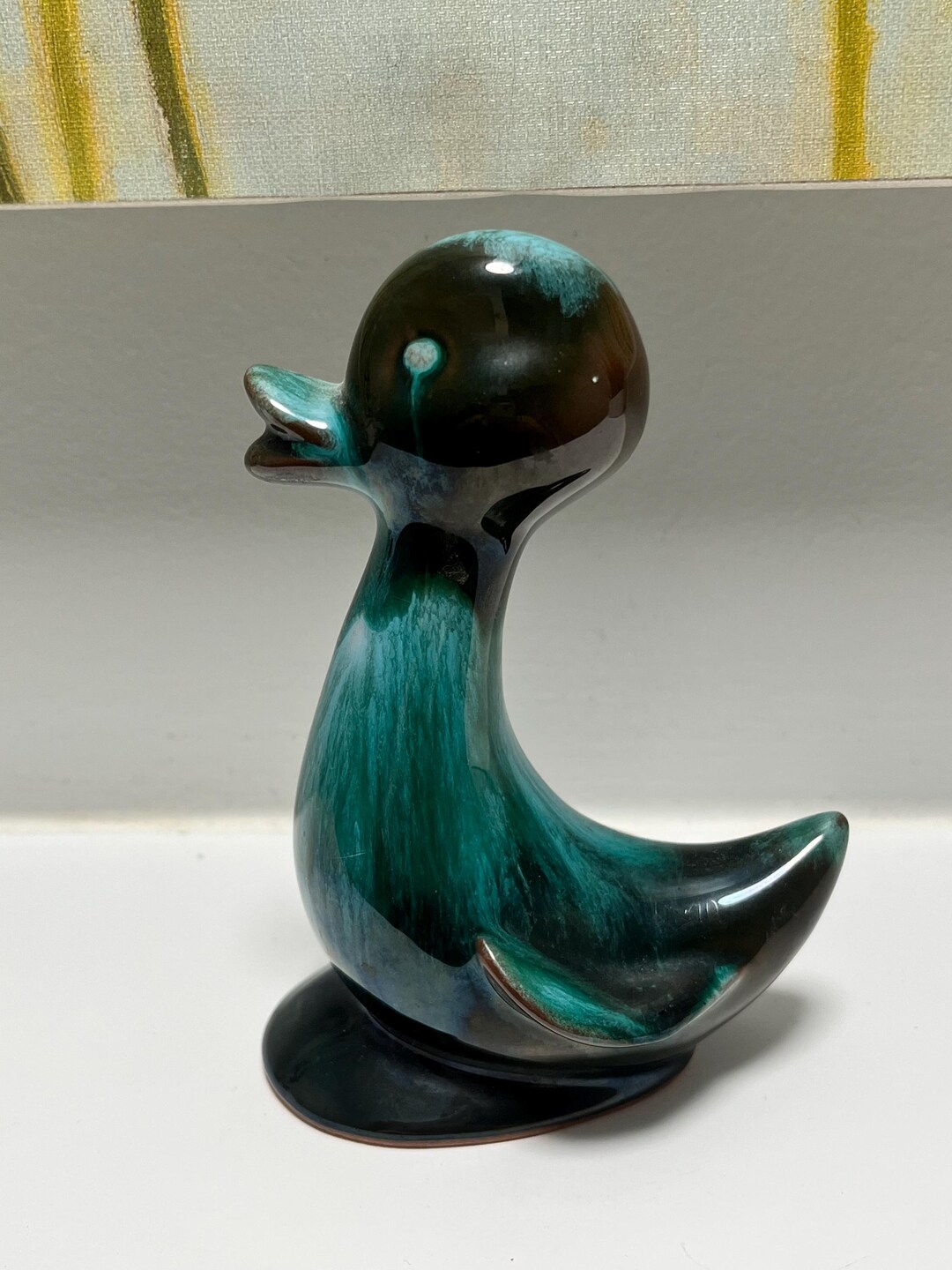 Vintage Blue Mountain Pottery Duck Figurine Blue Glaze Canadian Ceramic ...