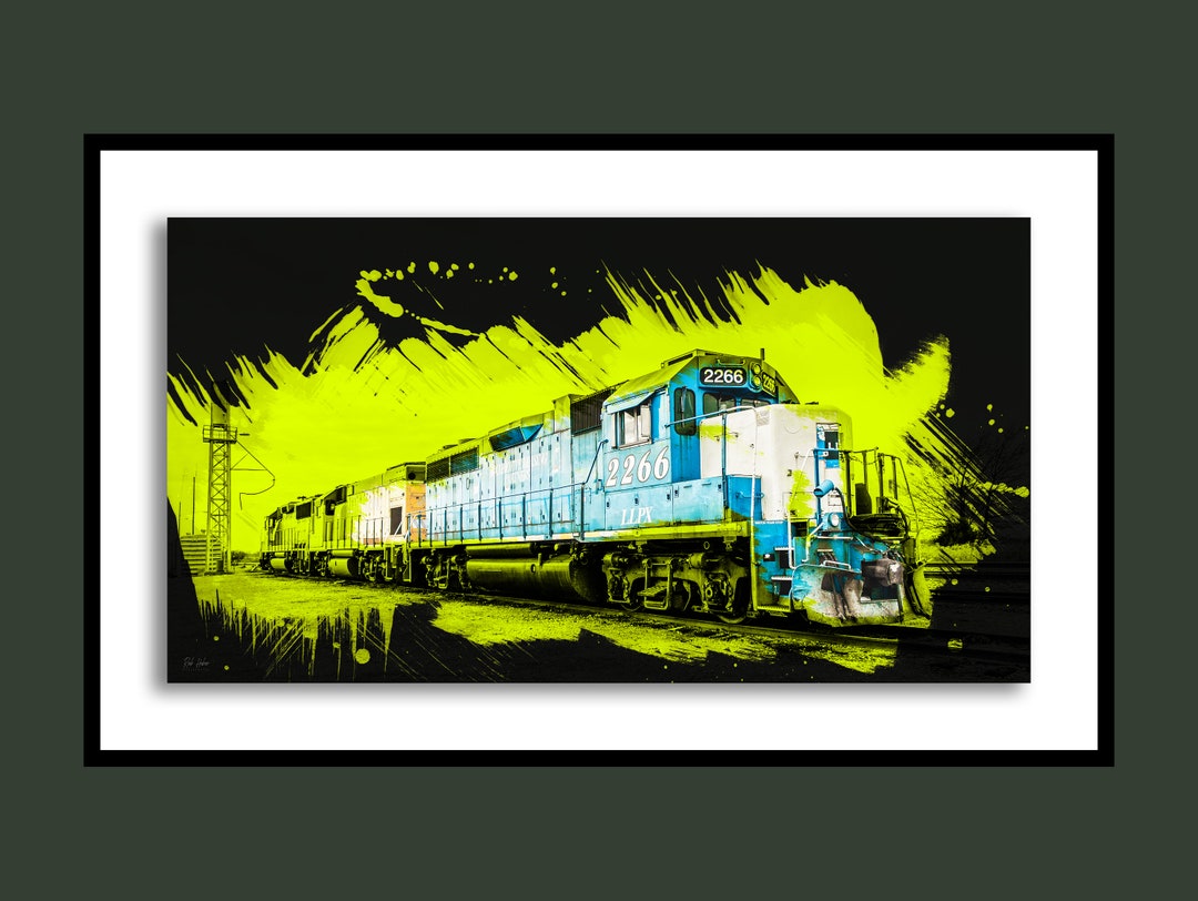 Vibrant Locomotive Train Engine Photo, One of a Kind LLPX 2266 Neon Wall Art, Original Railroad ...