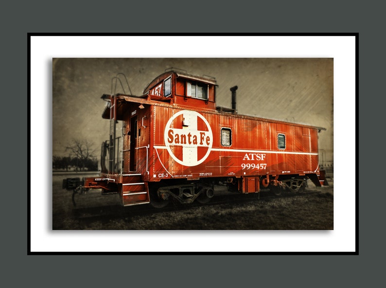 Old Santa Fe Railroad Caboose Photo, One of a Kind Locomotive Wall Decor, Original Fine Art ...