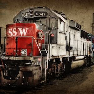 Old Red Nosed Locomotive Train Photo, One of a Kind Railroad Wall Art ...