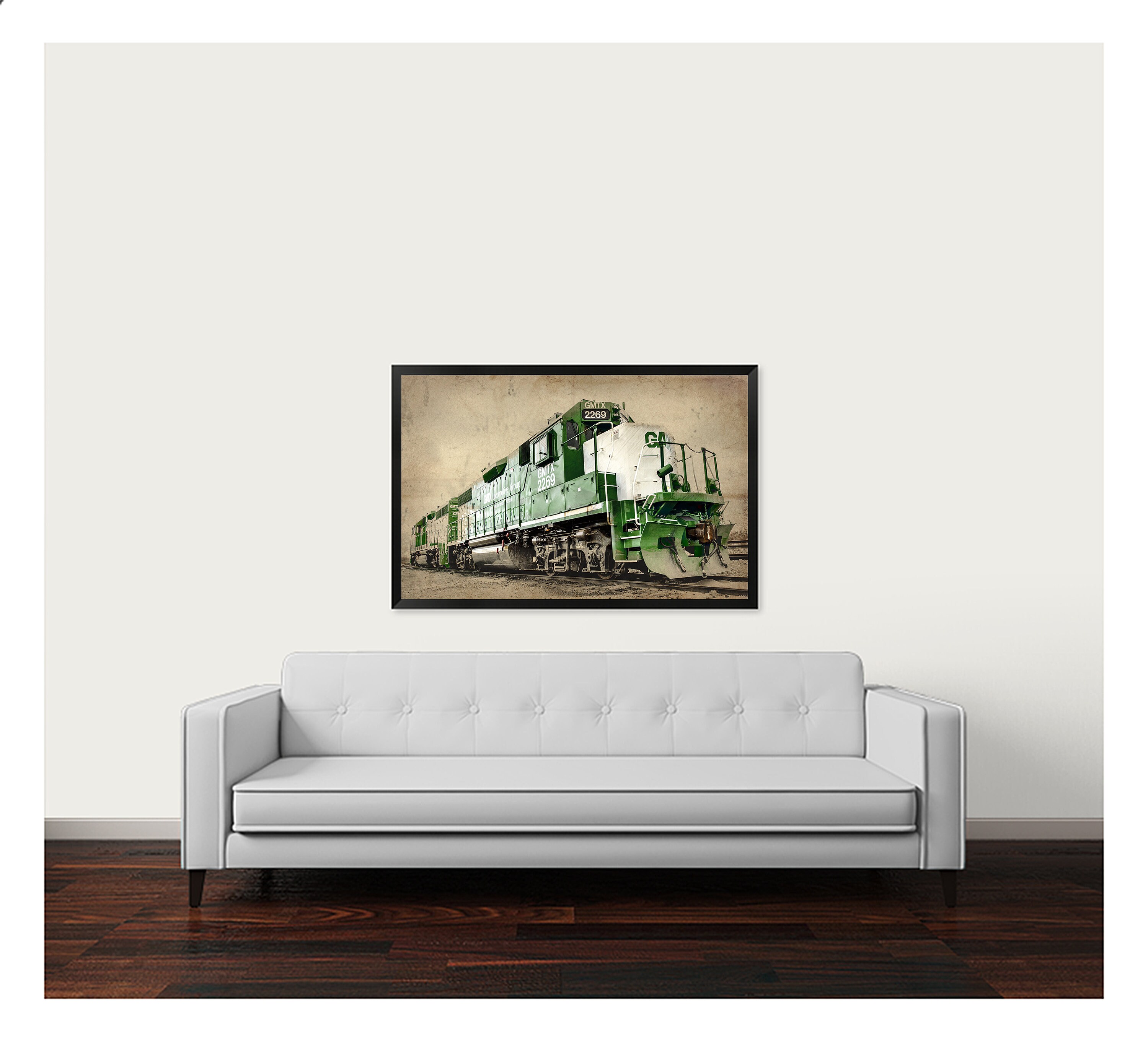 Old Green Locomotive Train Engine Pop Art Photo, Original Abstract Fine ...