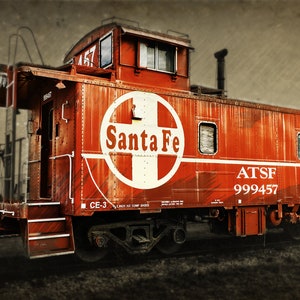 Old Santa Fe Railroad Caboose Photo, One of a Kind Locomotive Wall Decor, Original Fine Art ...