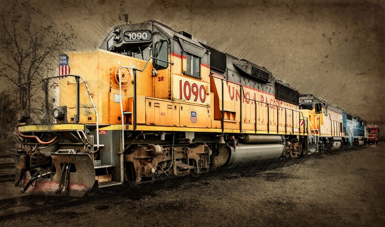 Old Diesel Locomotive Train Engine Photo One of a Kind Fine - Etsy