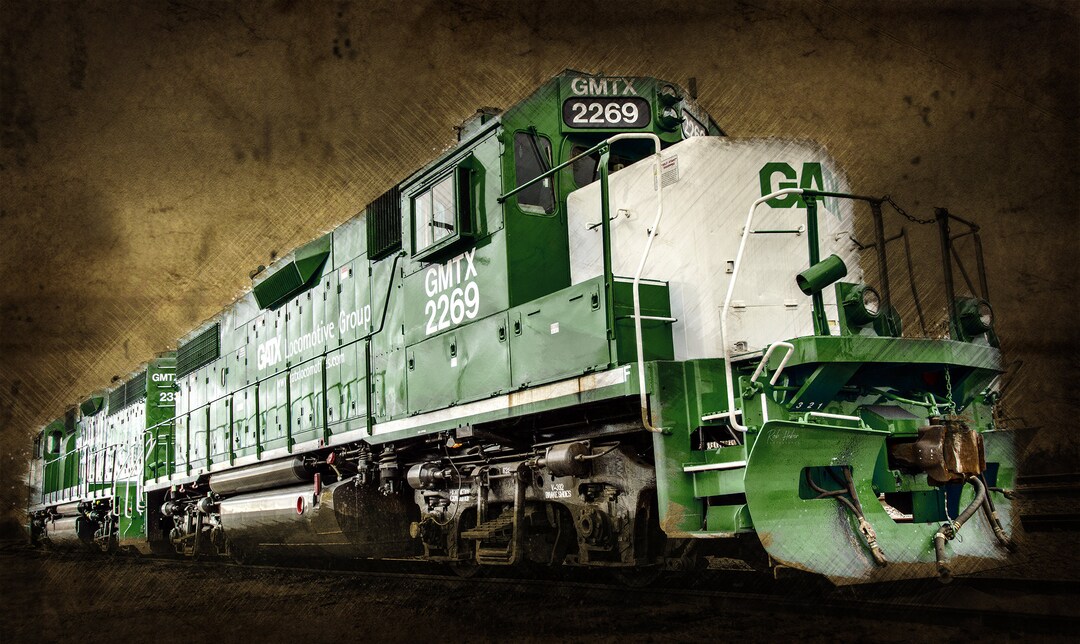 Old Green Locomotive Train Engine Pop Art Photo Original - Etsy