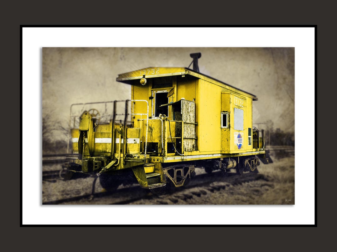 Retro Style Old Train Caboose Railcar Photo, One of a Kind Abstract ...